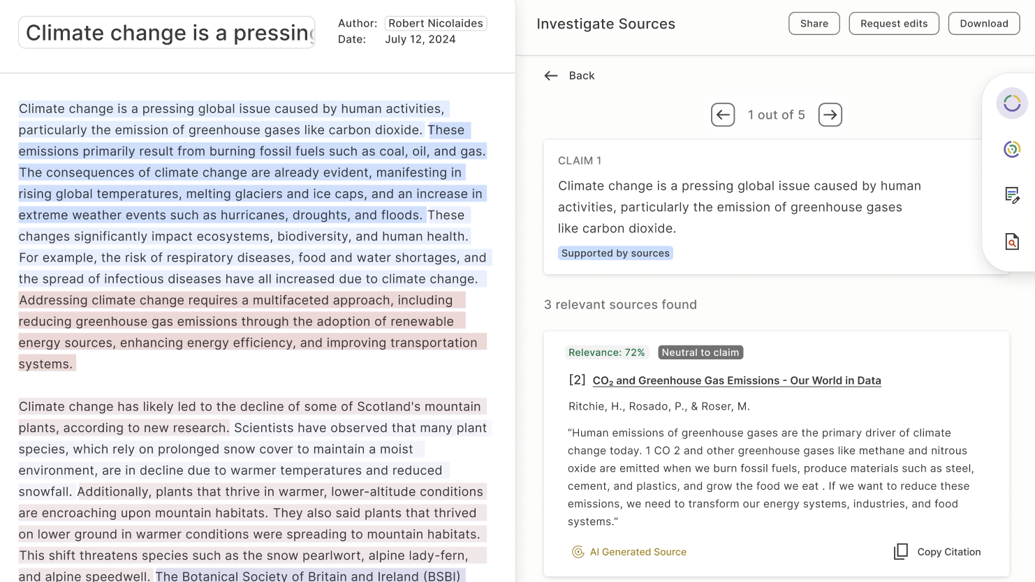 New feature: GPTZero Source Finder to cite factual claims